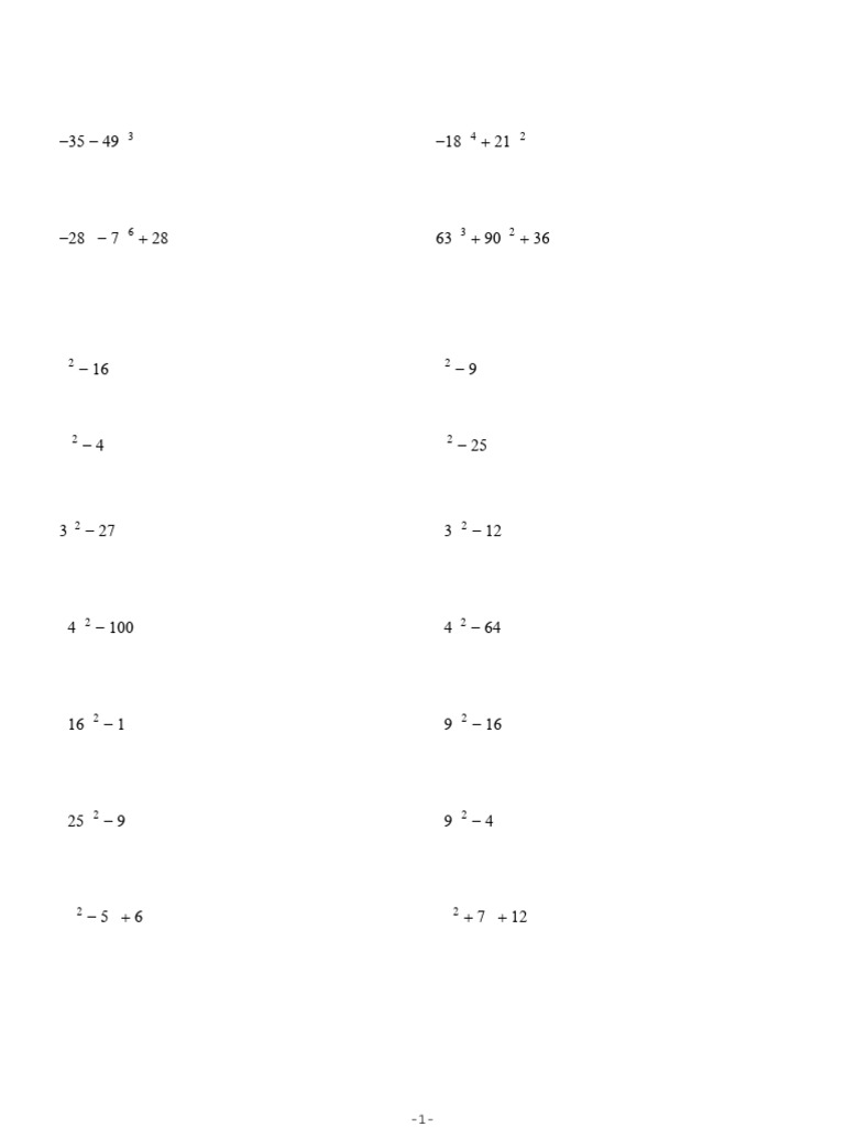 Math 412 - Practice Factoring All Types | PDF | Mathematics | Equations