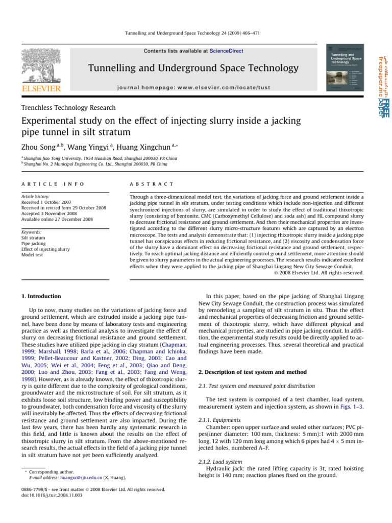 Experimental Study On The Effect of Injecting Slurry Inside A Jacking ...