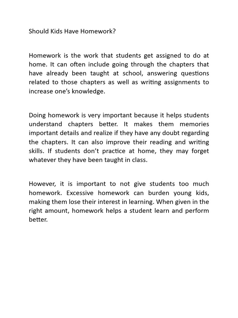 Should Kids Have Homework | PDF