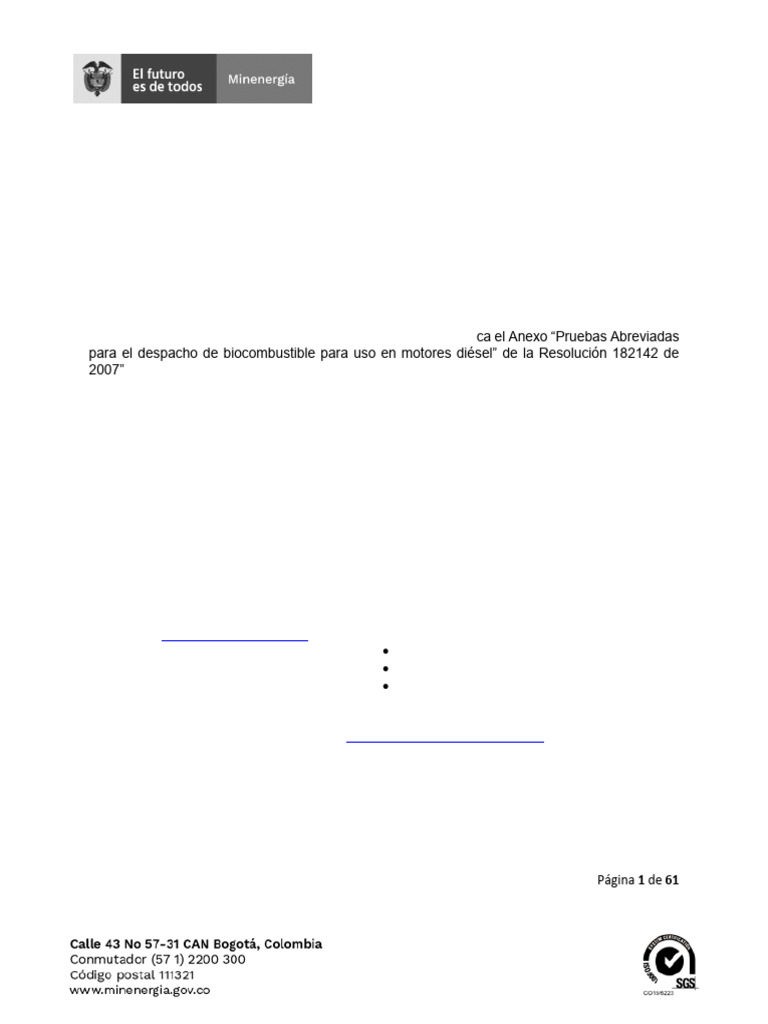 Criterios de Calidad Del Combustible Diésel ACPM y Los Biocombustibles ...