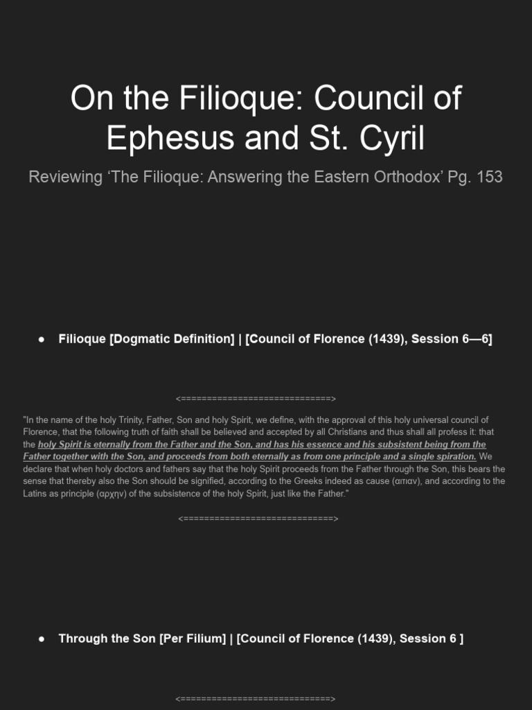 On The Filioque Council of Ephesus and St. Cyril | PDF | Systematic ...