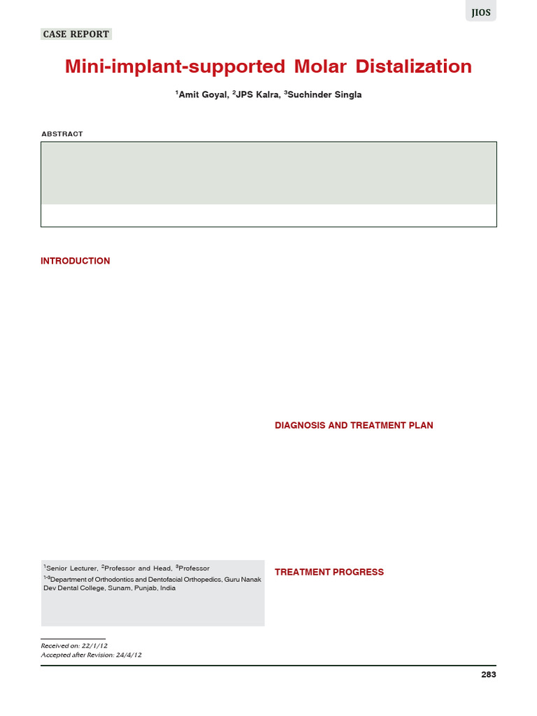 Mini-Implant Molar Distalization Case Study | PDF | Orthodontics ...
