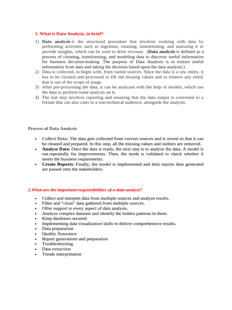 Data Analyst Question-Answers | PDF | Data Analysis | Apache Hadoop