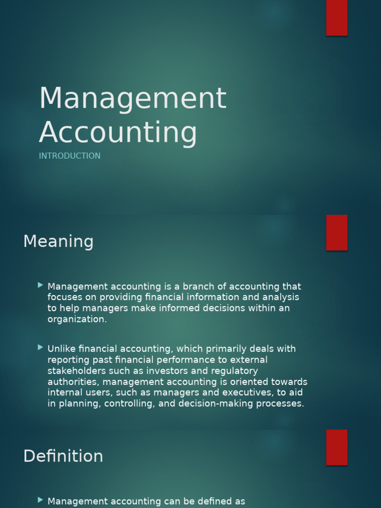 Management Accounting Introduction Pdf Capital Budgeting Management Accounting