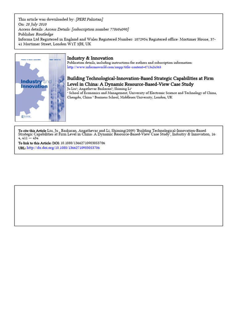 A Dynamic Resource Based View Case Study | PDF | Business | Business ...