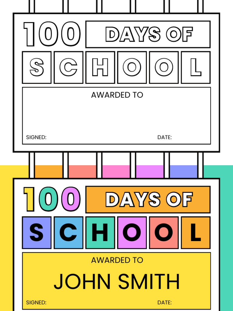 100 Days of School Student Certificate | PDF