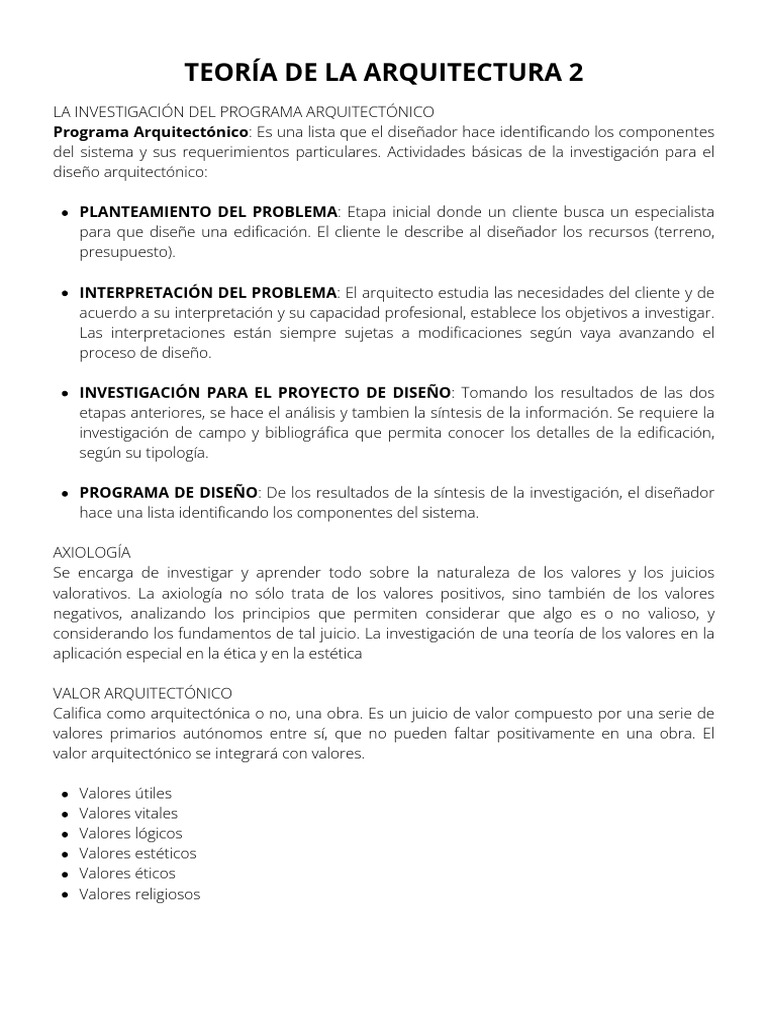 TEORIA DE LA ARQ. 2 | PDF | Diseño | Teoría