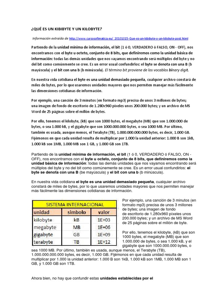 QUÉ ES UN KIBIBYTE Y UN KILOBYTE (1) | Byte | Referencia