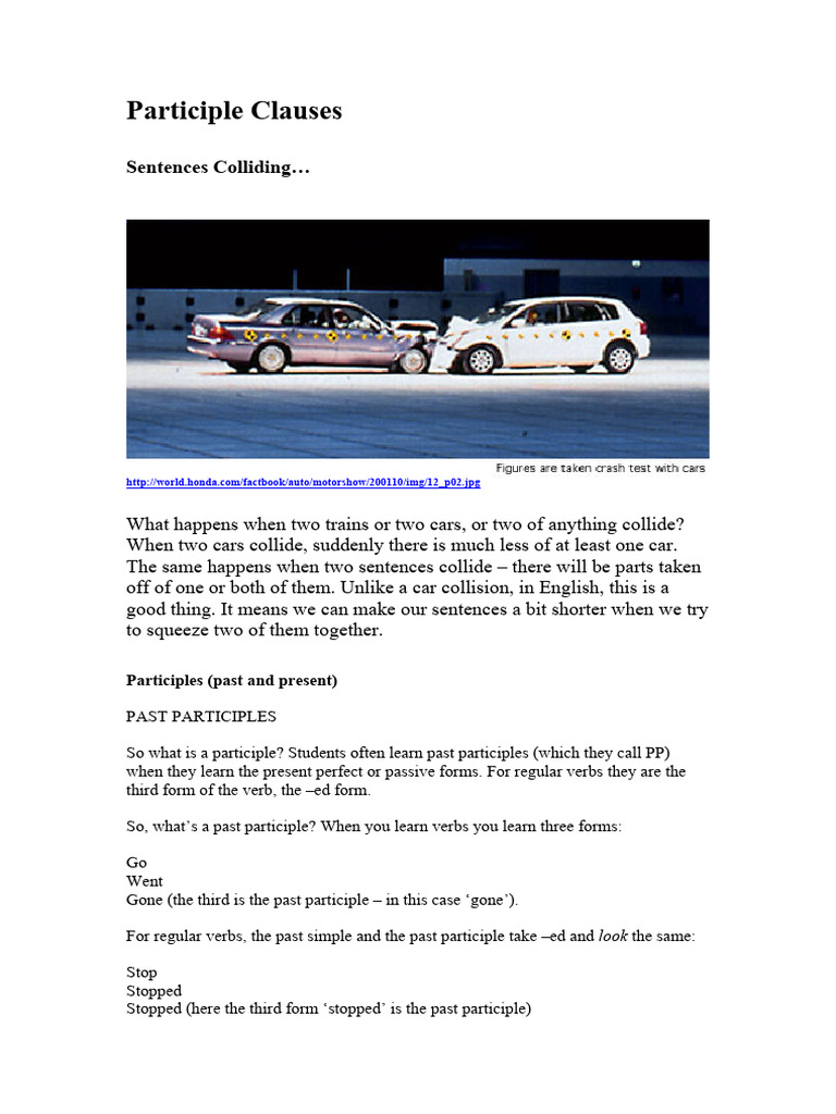 Participle Clauses Updated | PDF | Verb | Subject (Grammar)