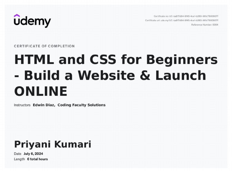 HTML and CSS for Beginners - Build a Website & Launch ONLINE | PDF