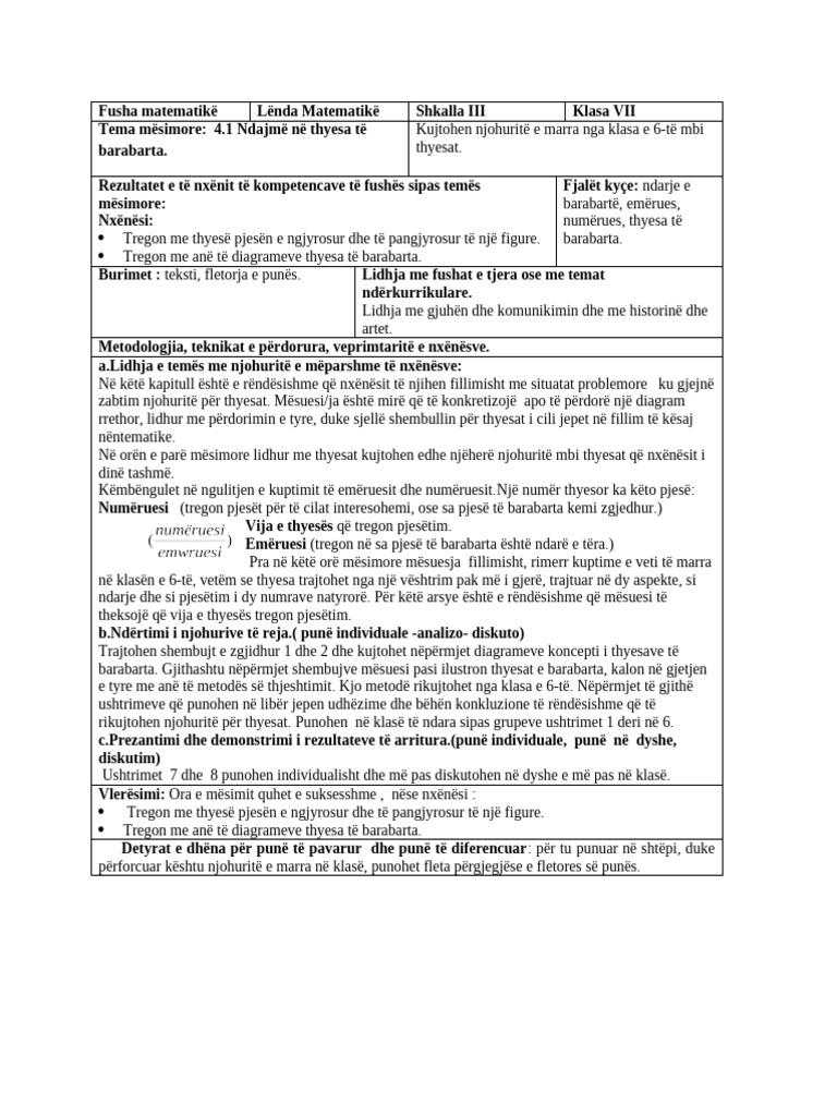 4.1. Ndajmë Në Pjesë Të Barabarta | PDF