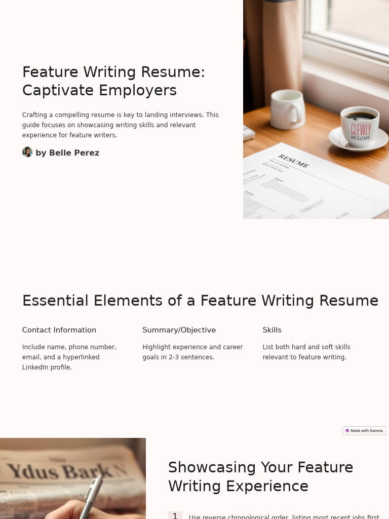 Feature Writing Resume Captivate Employers | PDF
