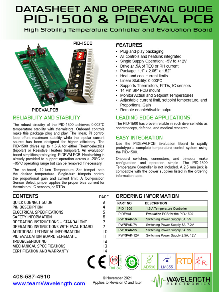 Wavelength Electronics Pid Series Temp. Controller Instructions | PDF | Resistor | Voltage