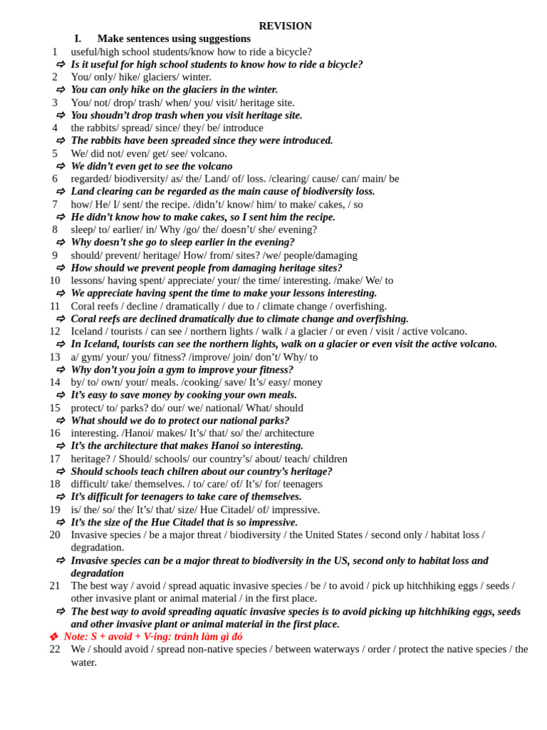 Sentence Revision and Writing Practice | PDF | Invasive Species ...