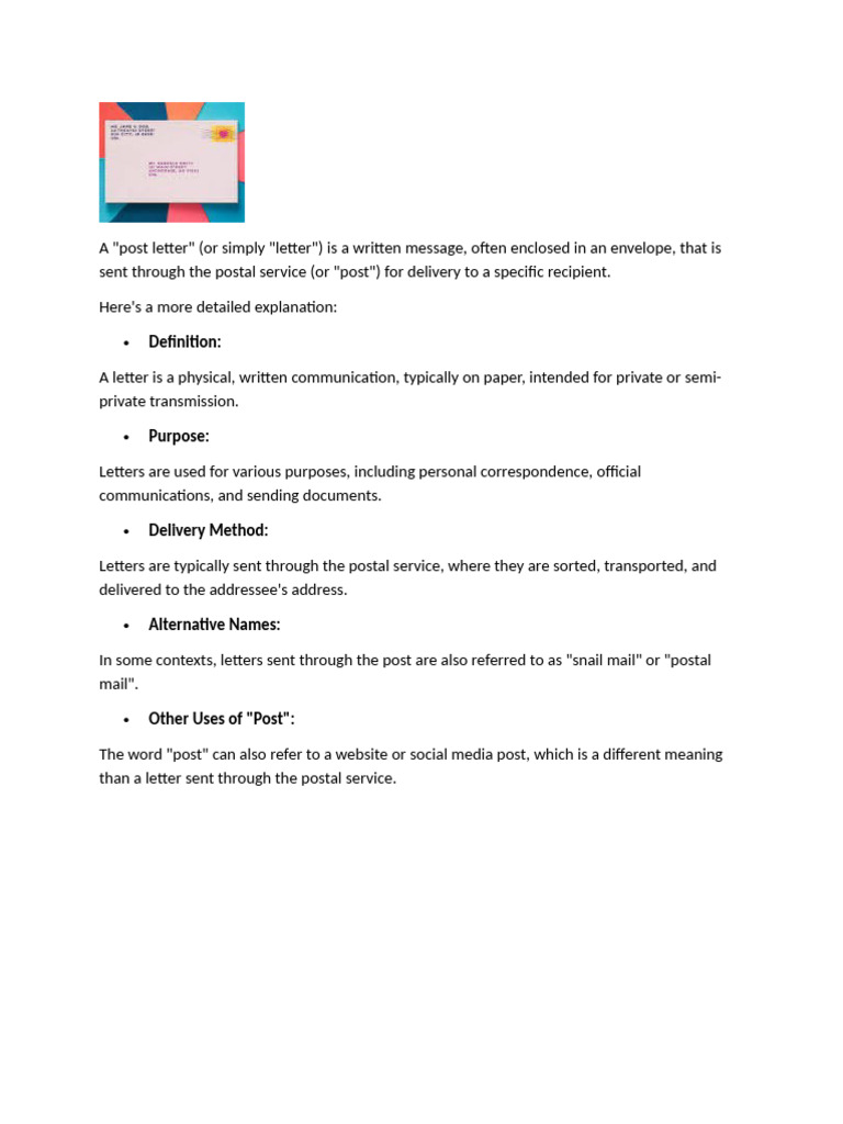 Understanding Post Letters and Their Use | PDF