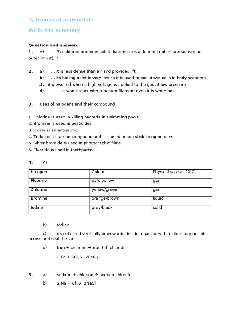 Non-Metals: Halogens Overview and Uses | PDF