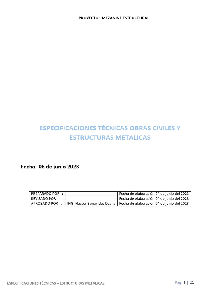 ESPECIFICACIONES TÉCNICAS- ESTRUCTURAS Y OBRAS CIVILES | PDF | Hormigón | Fundación (Ingeniería)