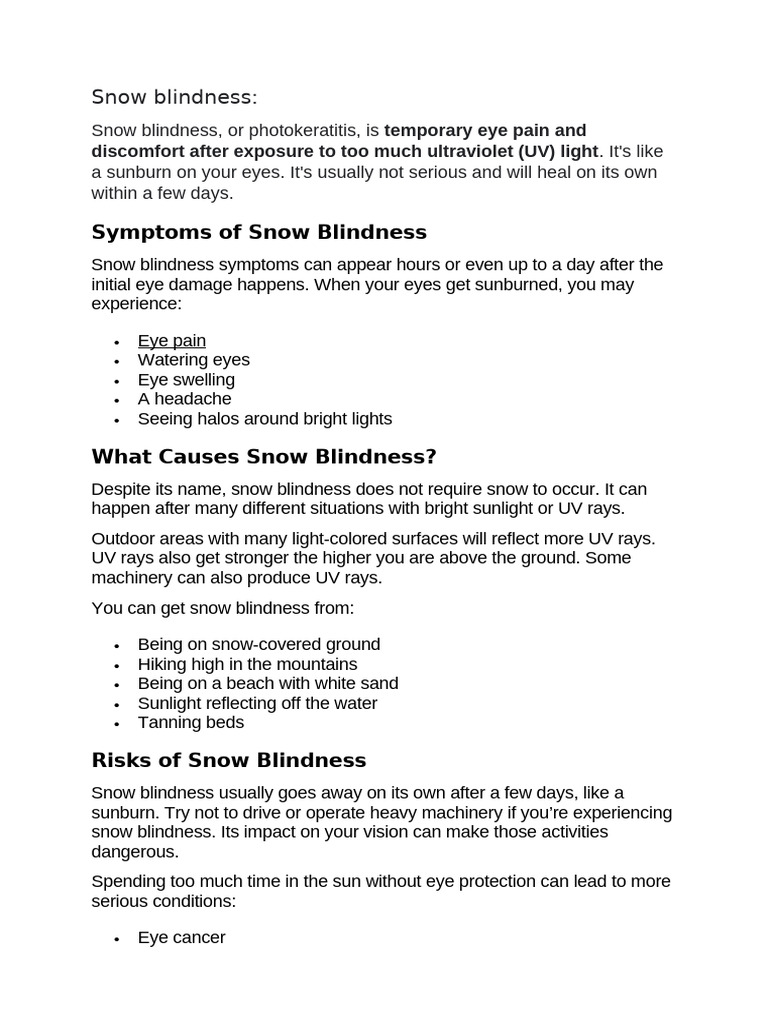 Snow Blindness DÖNEM ÖDEVİ | PDF