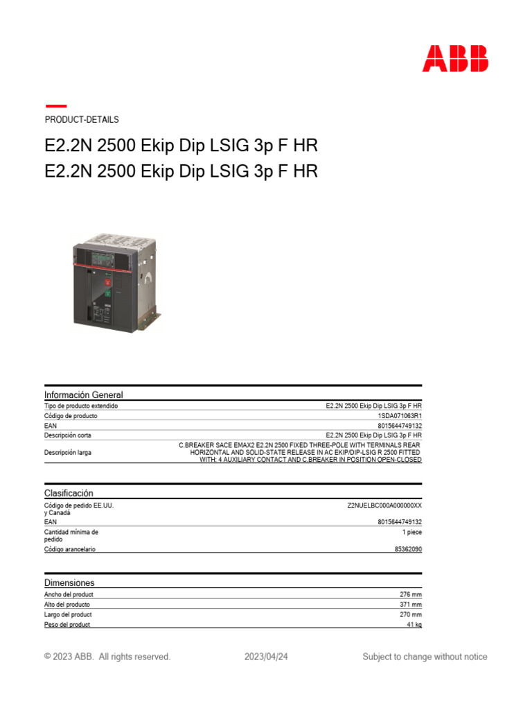 E2-2N-2500-Ekip-Dip - LSIG 3 Polos Montaje Fijo | PDF | Componentes ...
