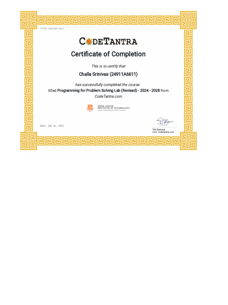 Cert Certificate - JSP CertId CT399-UoOCsQd-cbk2 | PDF