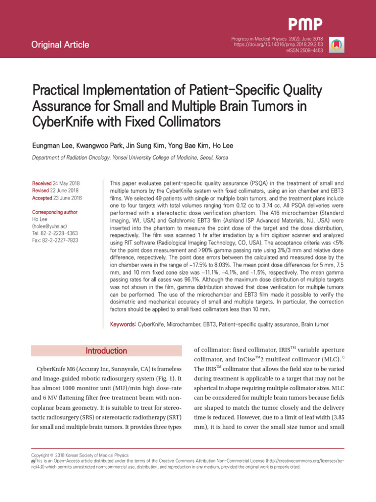 Practical Implementation of Patient-Specific Quality Assurance | PDF | Radiation Therapy ...