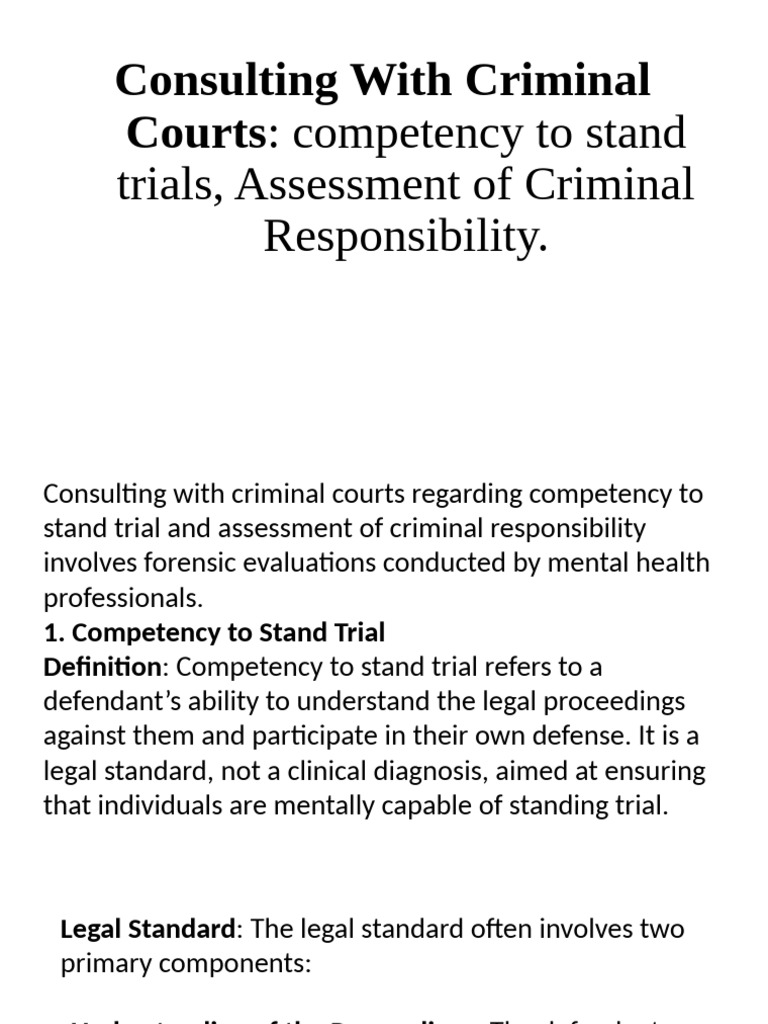 Consulting With Criminal Courts | PDF | Competence (Law) | Insanity Defense