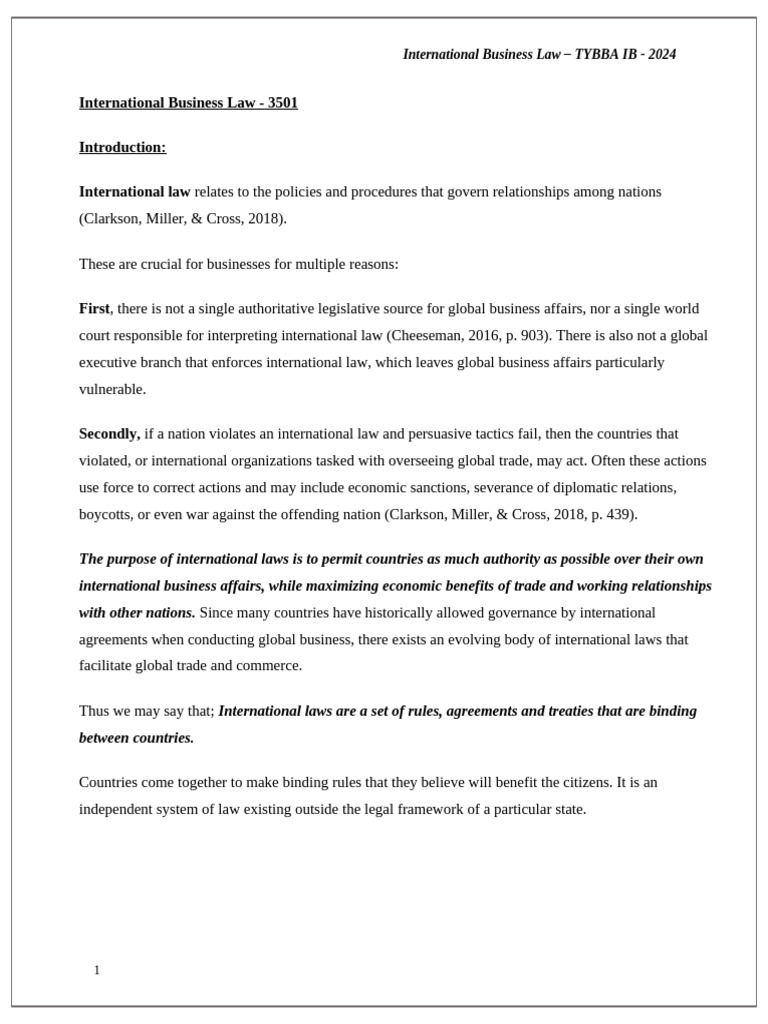 International Business Law Overview 2024 | PDF | International Law ...