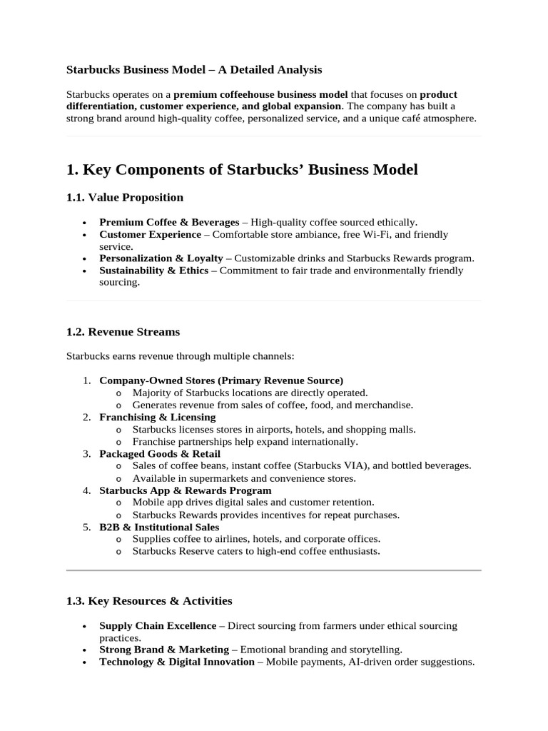 Starbucks Business Model Overview | PDF | Starbucks | Loyalty Program