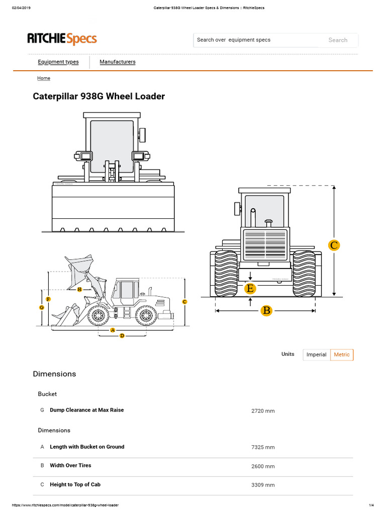 Caterpillar 938G Wheel Loader Specs | PDF | Loader (Equipment) | Motor ...