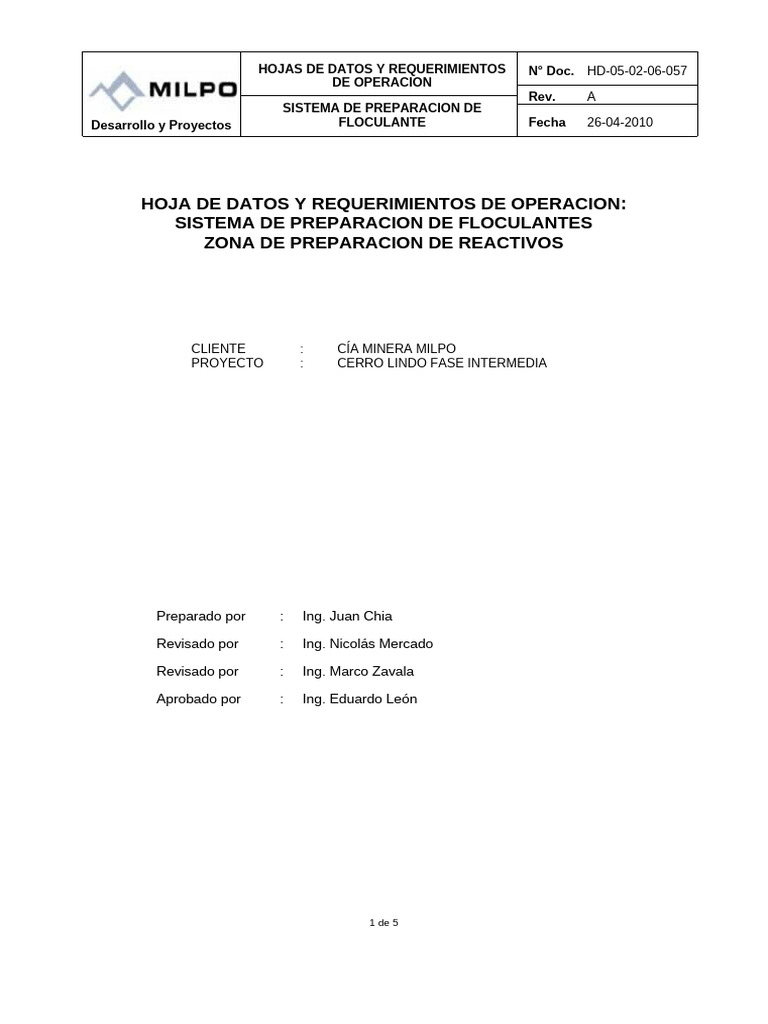 HD-05!02!06-057 Sistema de Preparacion de Floculante | PDF | Ingeniería ...