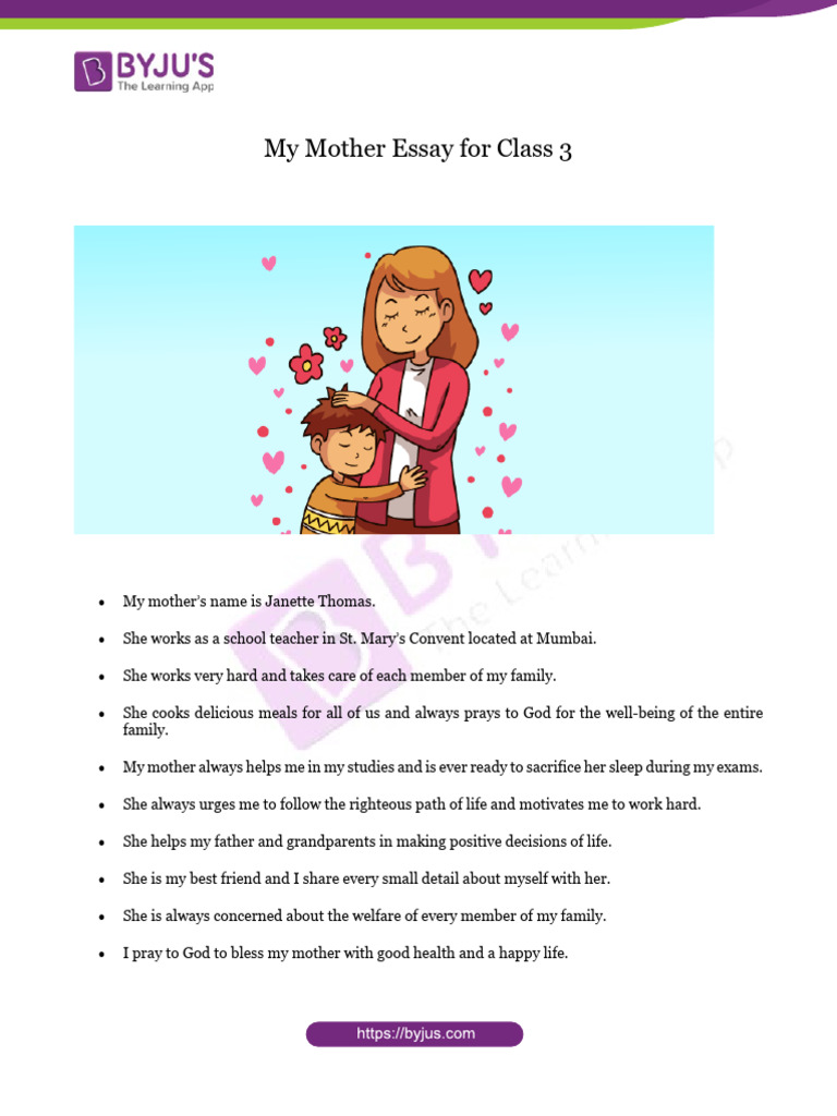My Mother Essay For Class 3 | PDF