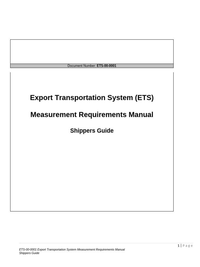 ETS-00-0001 Export Transportation System Measurement Requirements - Shipp.. | PDF | Calibration ...