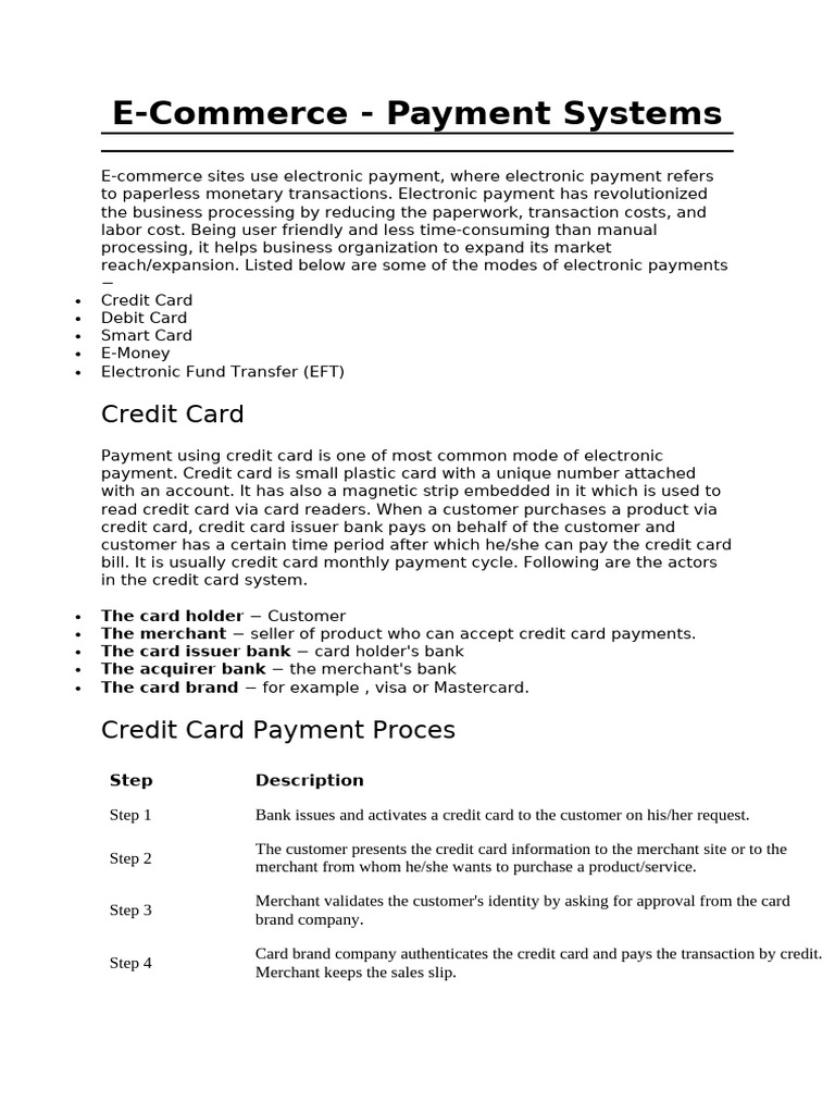 E Commerce 3.1 -Payment Systems | PDF | Credit Card | Debit Card