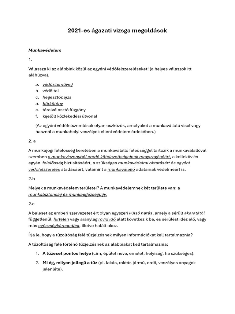 2021 Ágazati Vizsga Megoldások | PDF