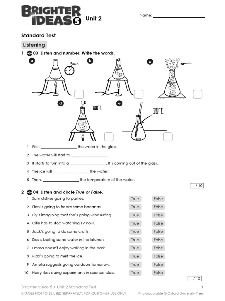 BI5 - Unit 2 Standard Test | PDF