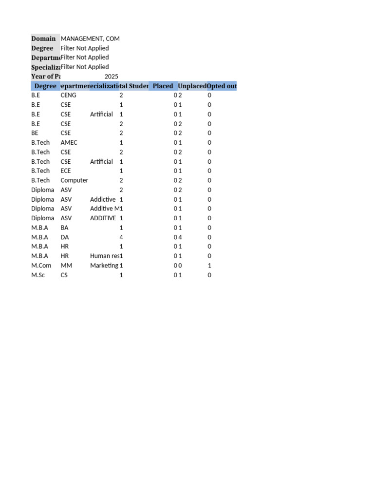 Placement Report 2025 Summary | PDF