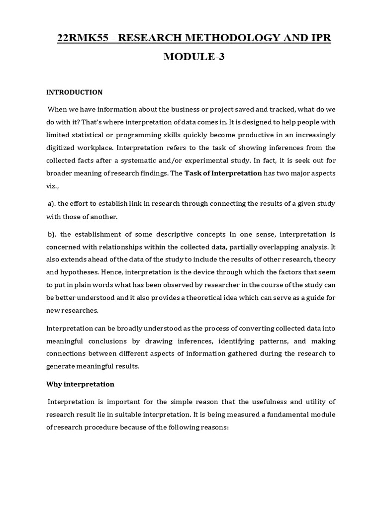 Data Interpretation in Research Methods | PDF | Statistics | Mean