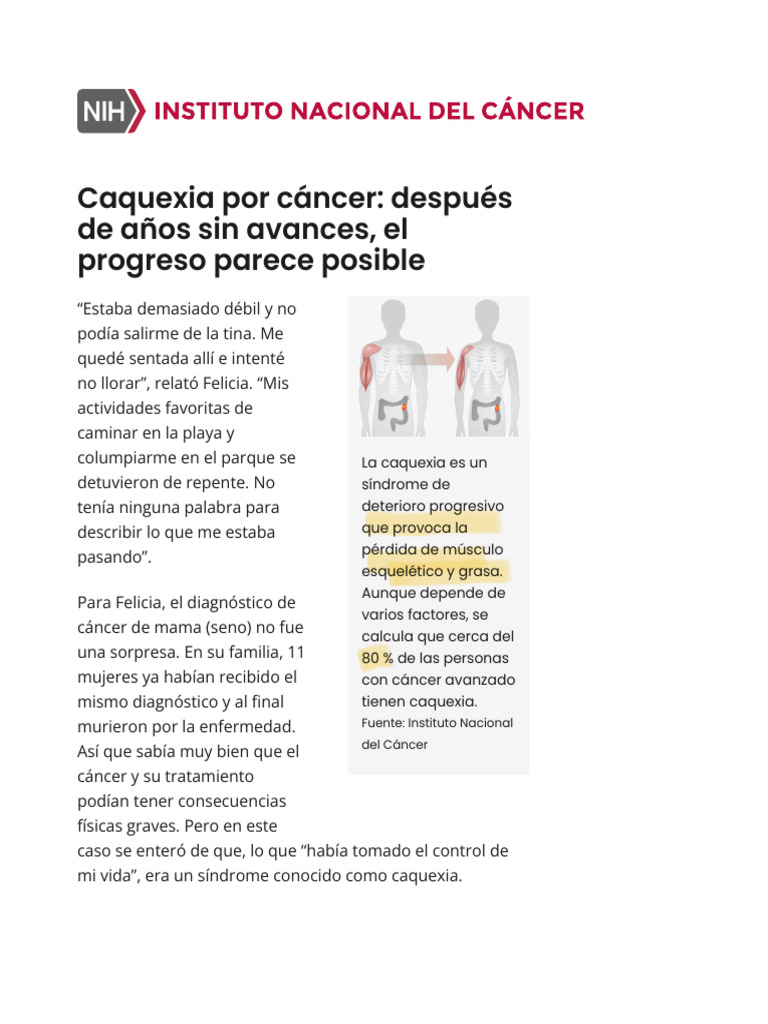Avances en El Tratamiento de La Caquexia Por Cáncer | PDF | Cáncer ...