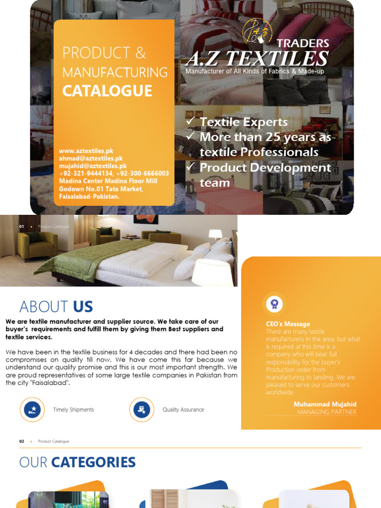 AZ Textiles Product Catalogue | PDF | Bedding | Cotton