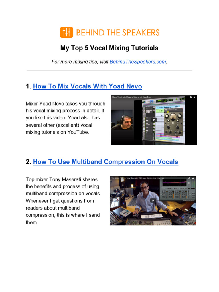 Top 5 Vocal Mixing Tutorials Online | PDF