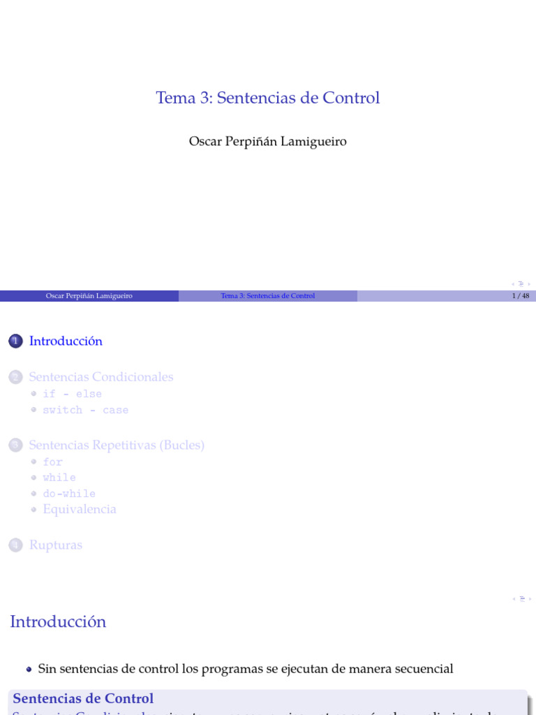 03-Sentencias Control | PDF | Flujo de control | Matemáticas