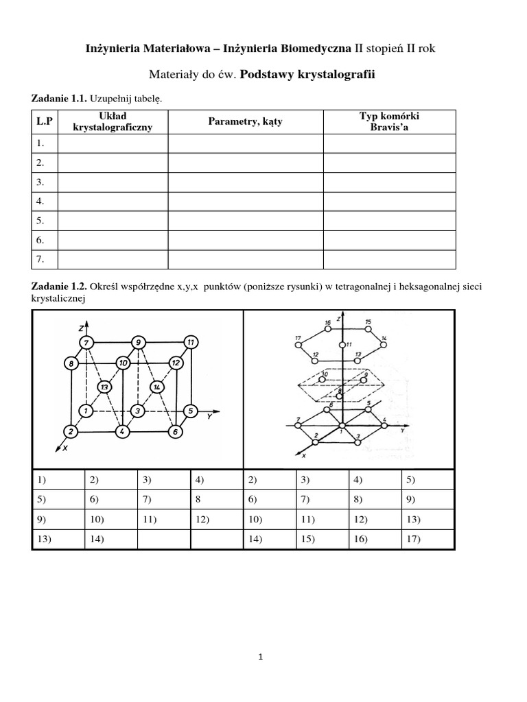 CW 2 Siec Krystaliczna - Zadania - Studenci | PDF