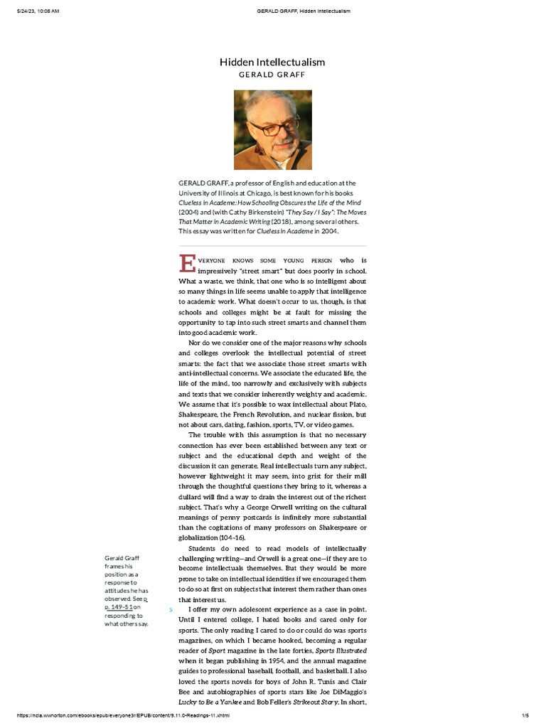 Hidden Intellectualism in Youth Culture | PDF