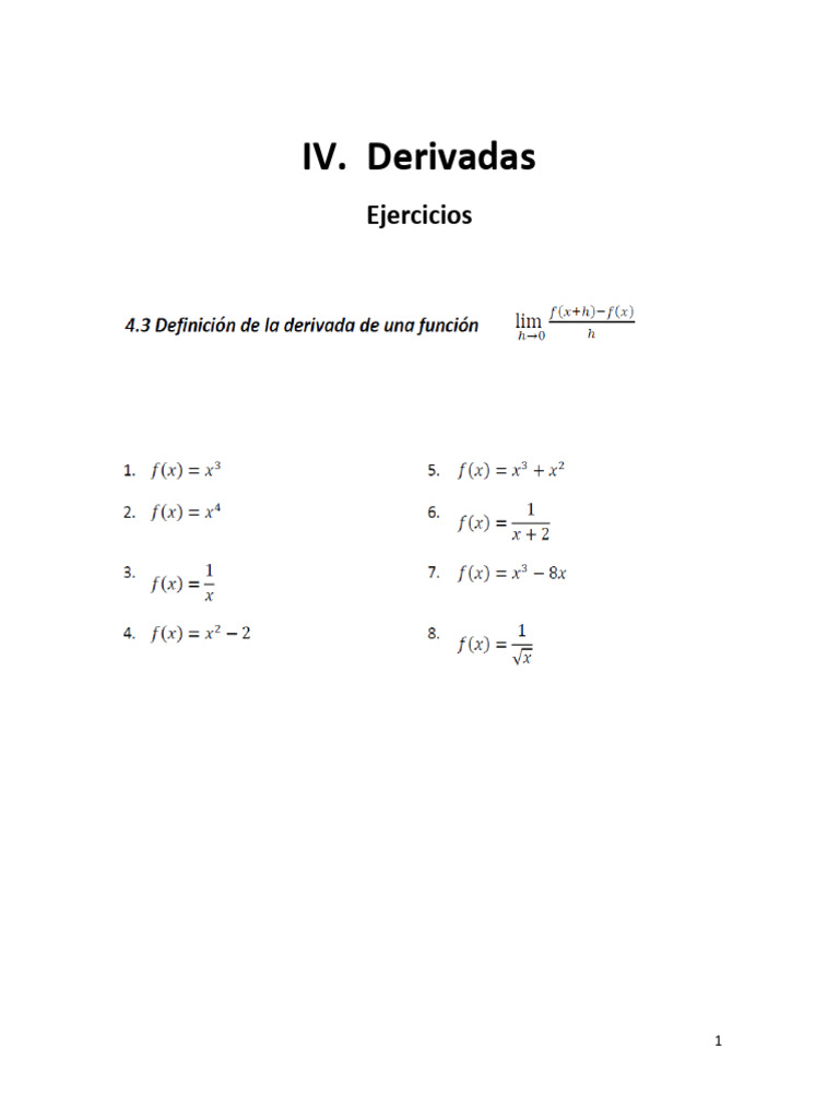 Ejercicios de Derivadas | PDF