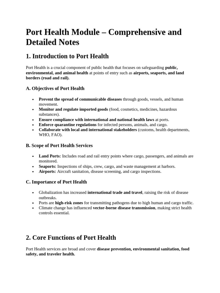Overview of Port Health Services | PDF | Food Safety | Quarantine