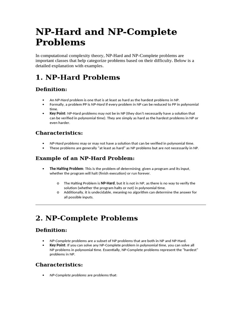 Understanding NP-Hard and NP-Complete Problems | PDF | Computational Science | Computational ...
