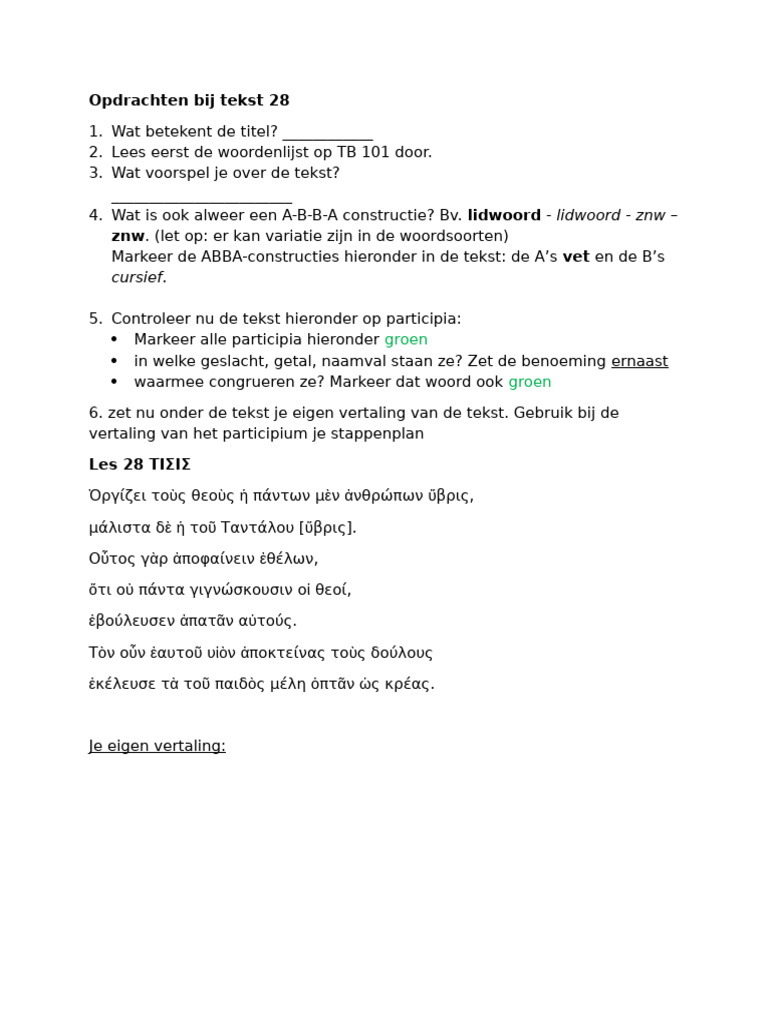 Opdrachten Bij Tekst 28 | PDF