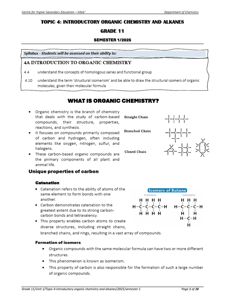 Intro to Organic Chemistry for Grade 11 | PDF | Cracking (Chemistry ...