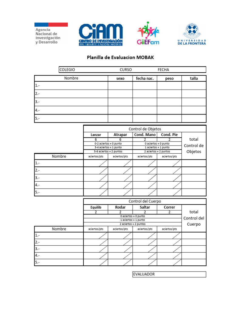 Planilla MOBAK 2024 | PDF