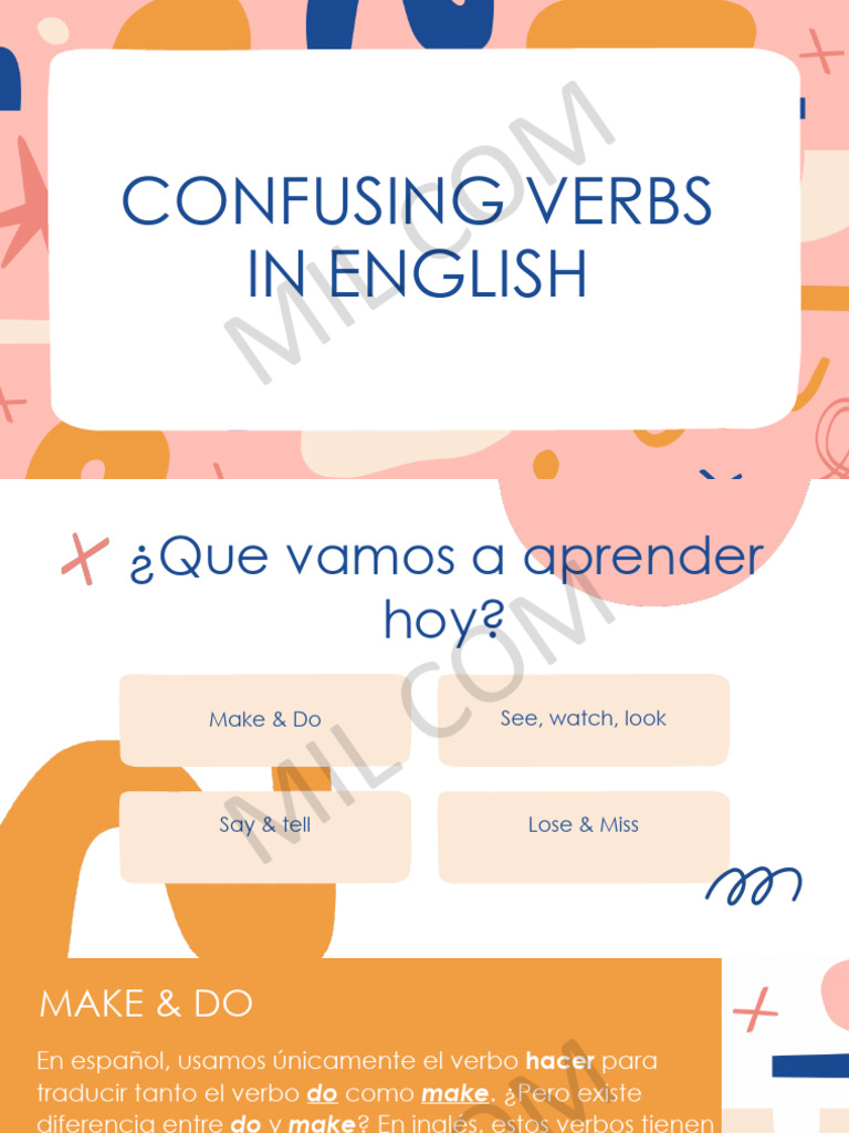 Confusing Verbs in English SLP2 | PDF